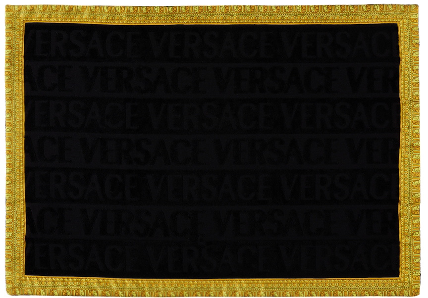 Versace Black Logo Bath Mat Versace