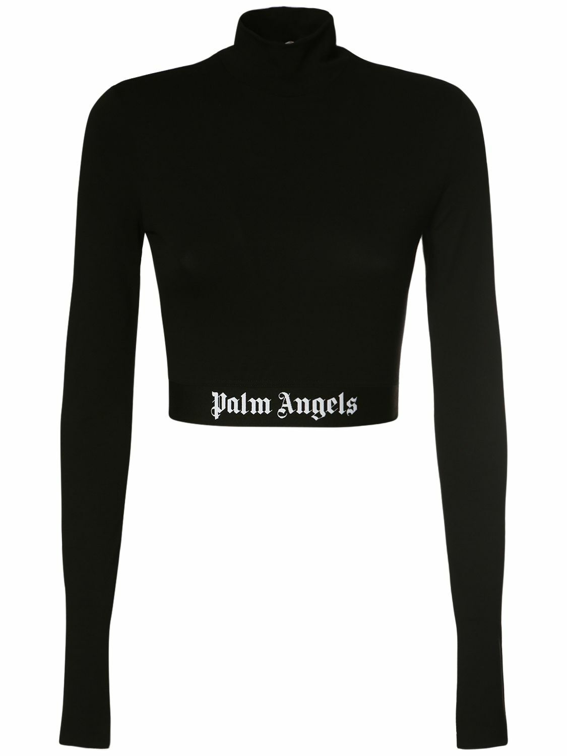 PALM ANGELS - Mock Collar Jersey Logo Crop Top Palm Angels