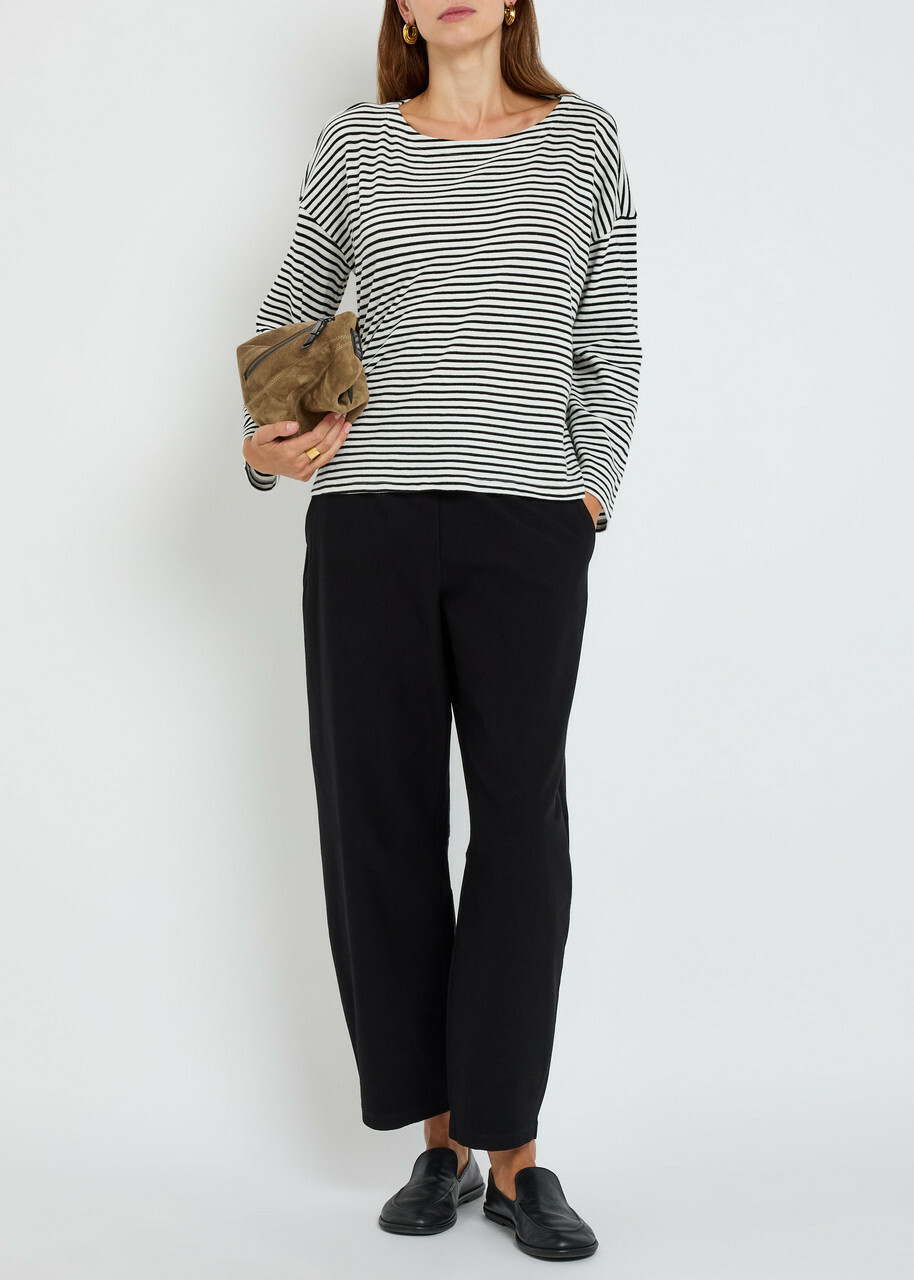 Eileen Fisher Barrel-leg Crepe Trousers Black EILEEN FISHER