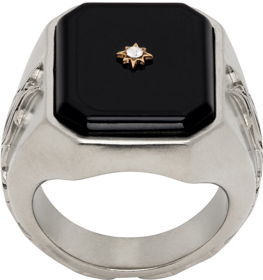 Maison Margiela Silver Enamel Animation Signet Ring Maison Margiela