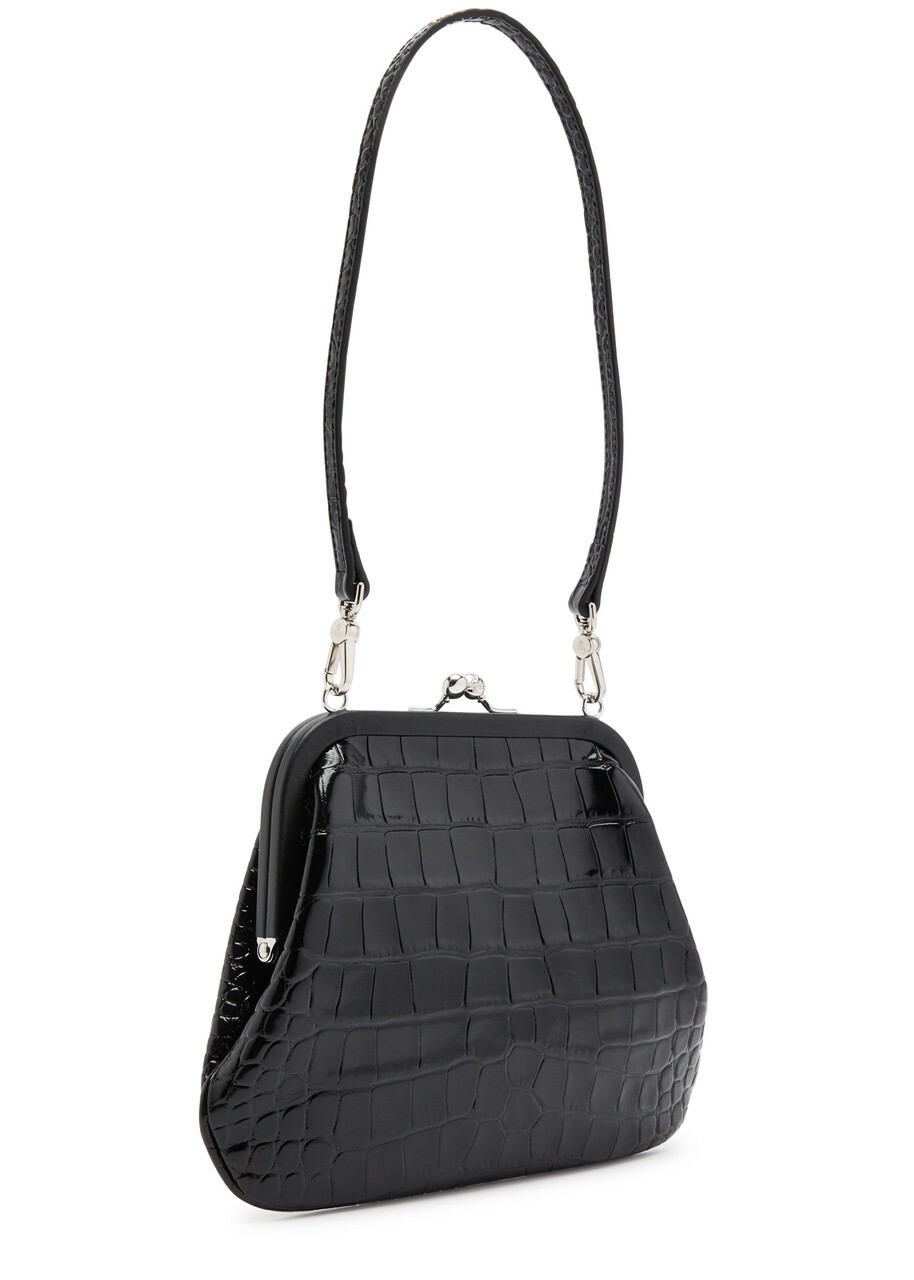 Vivienne Westwood Vivienne's Crocodile-effect Leather Shoulder bag - Black - One Size Vivienne ...