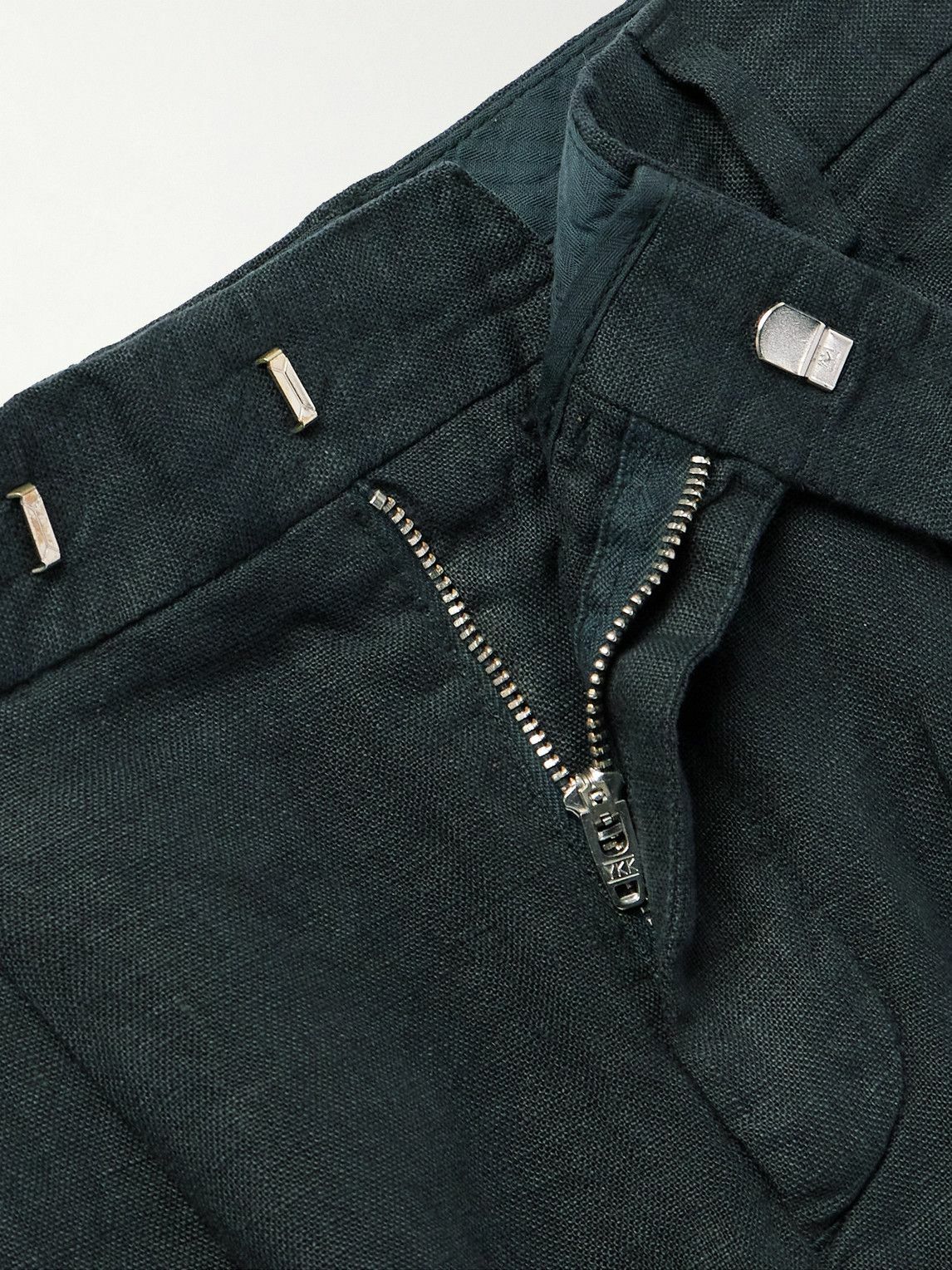 Mr P. - Tapered Pleated Linen Trousers - Black Mr P.