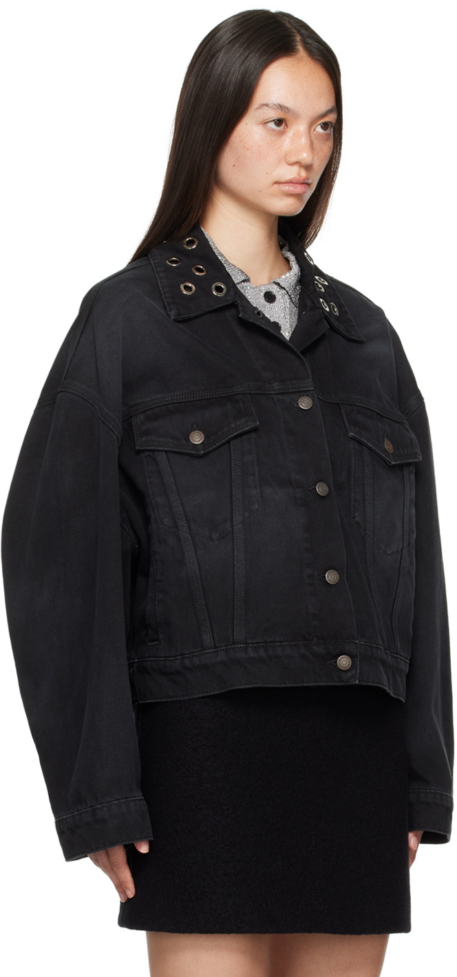 MSGM Black Eyelet Denim Jacket MSGM