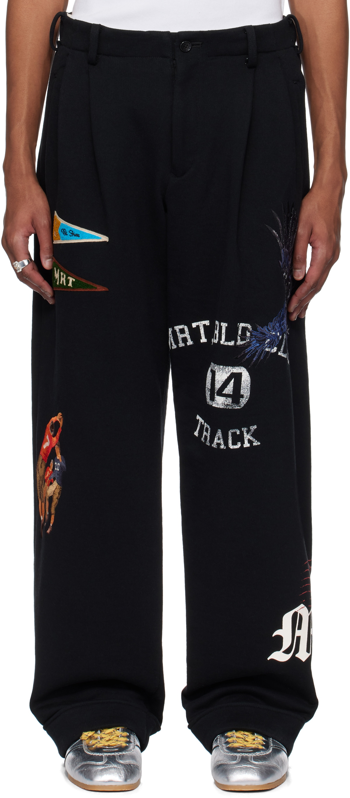 Khoki Black Multi Embodied-Design Sweatpants KHOKI