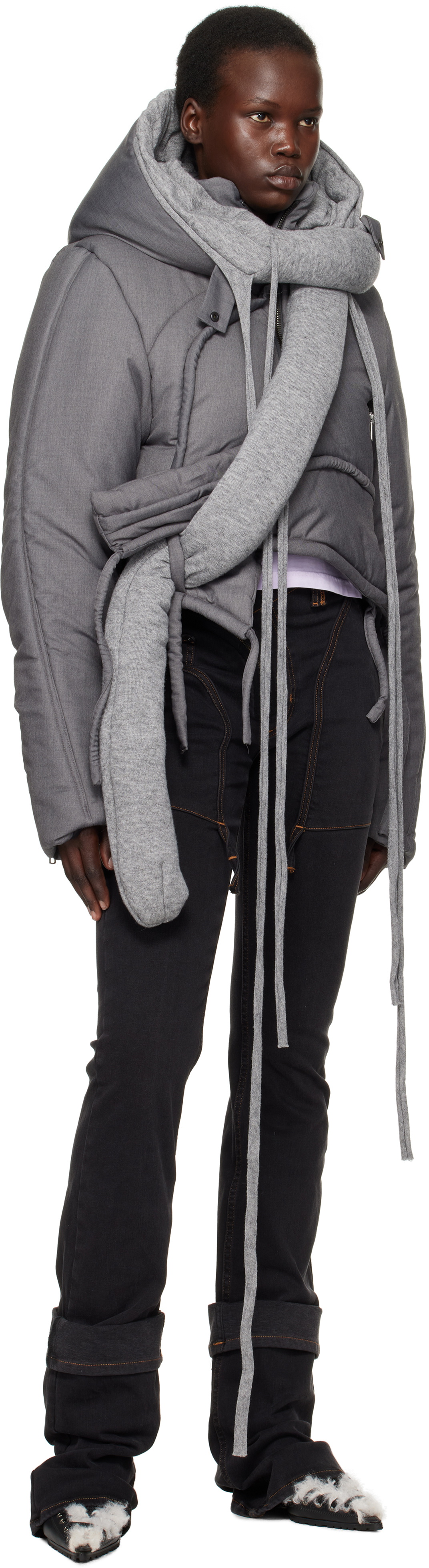 Ottolinger Gray Deconstructed Puffer Jacket Ottolinger