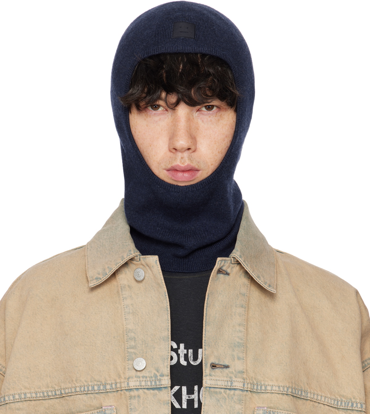Acne Studios Navy Face Logo Balaclava Acne Studios