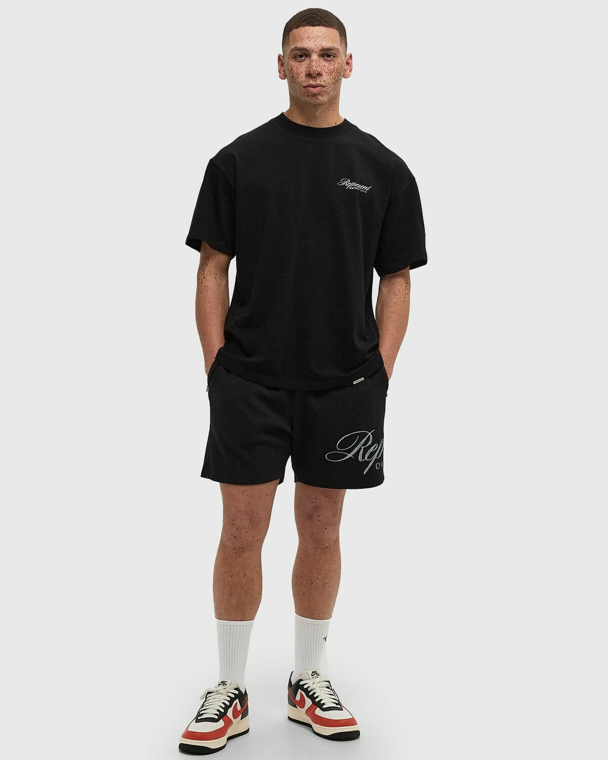 Represent REPRESENT OWNERS CLUB SCRIPT MESH SHORTS Black Mens Sport ...