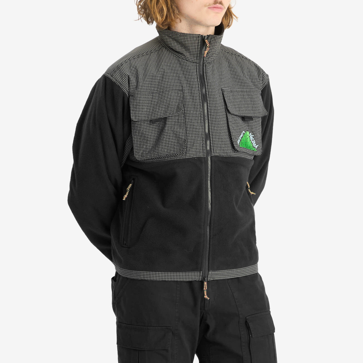 Brain Dead Men's Equipment Ripstop Zip Fleece Jacket in Black Brain Dead