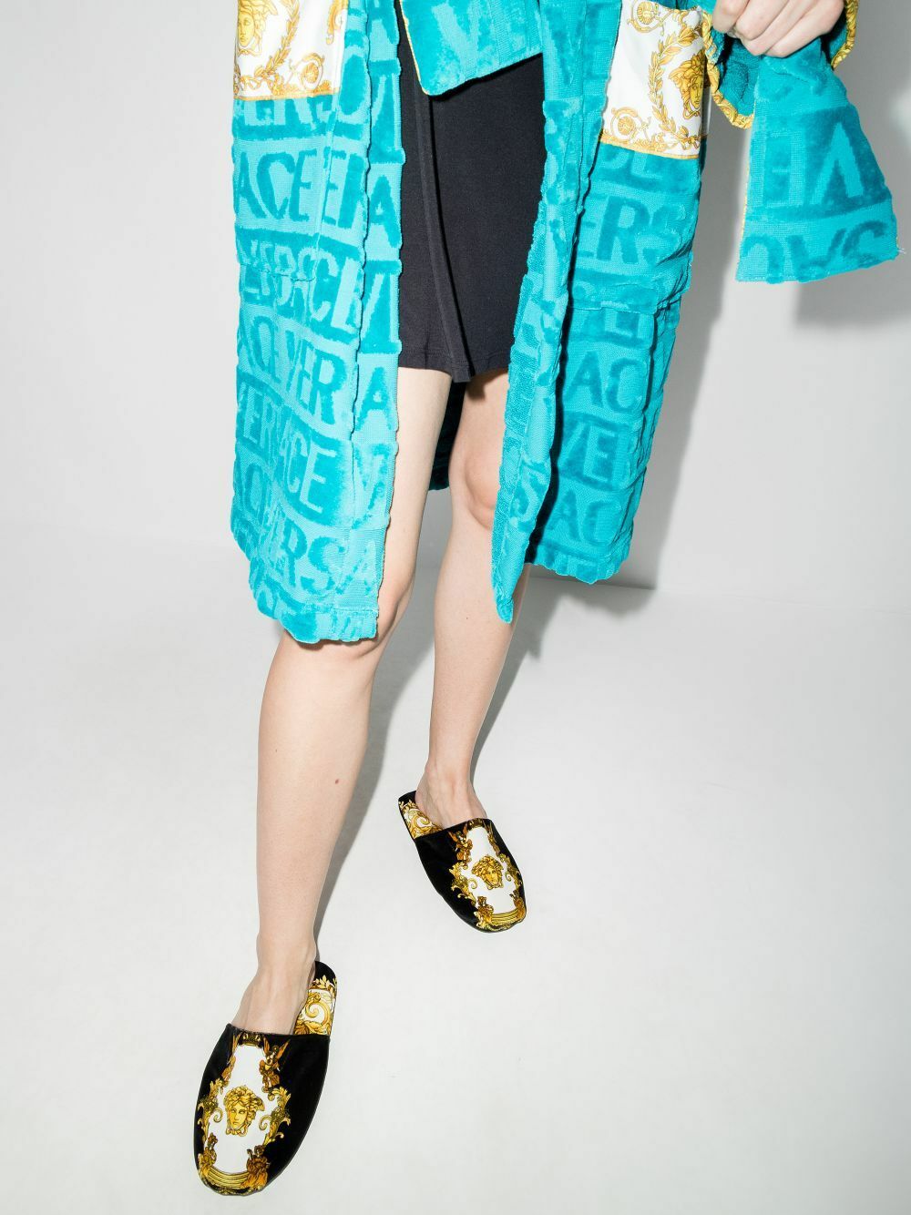 Versace Medusa Renaissance-Print Slippers Versace