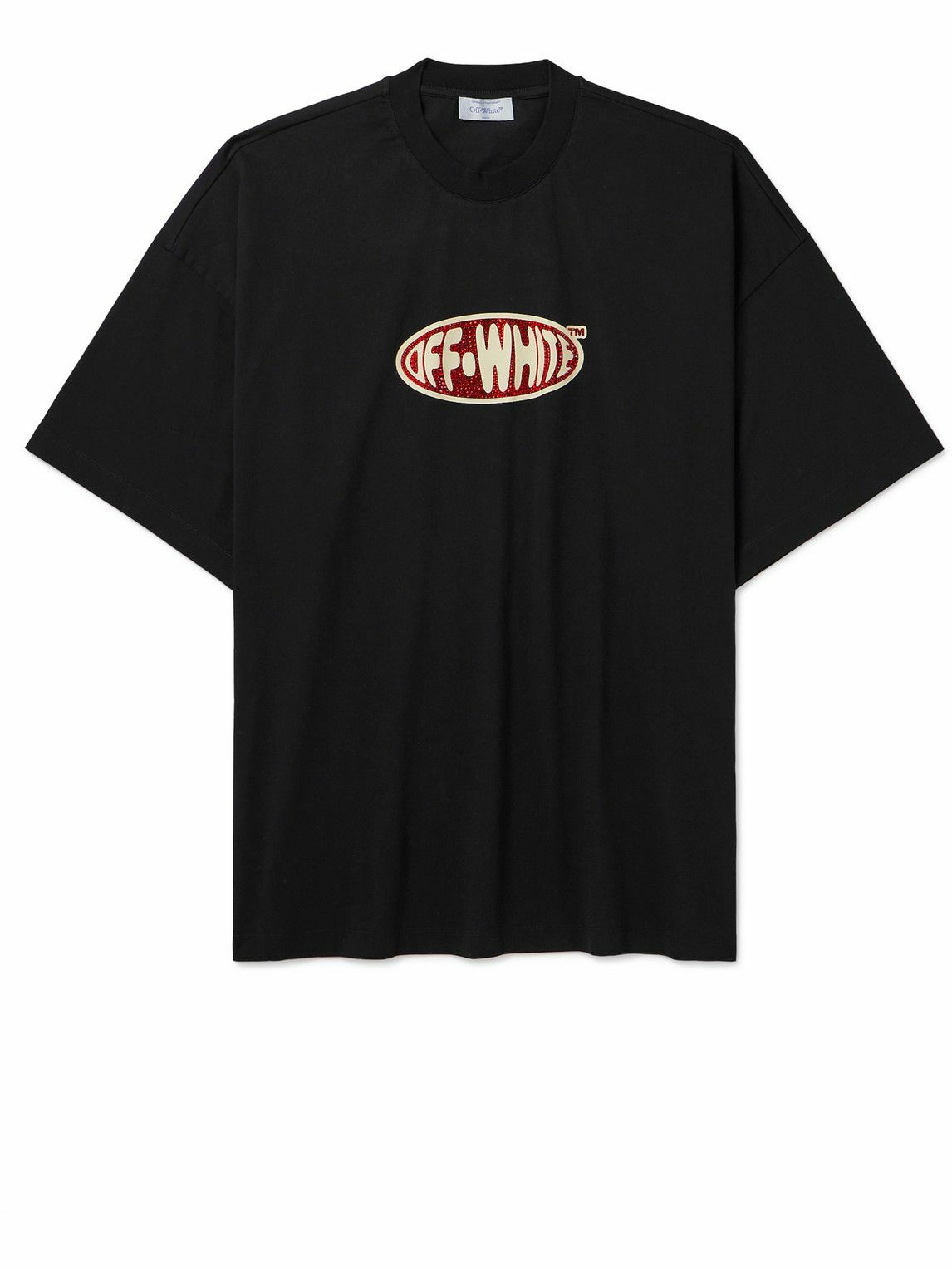 Off-White - Crystal-Embellished Logo-Print Cotton-Jersey T-Shirt ...
