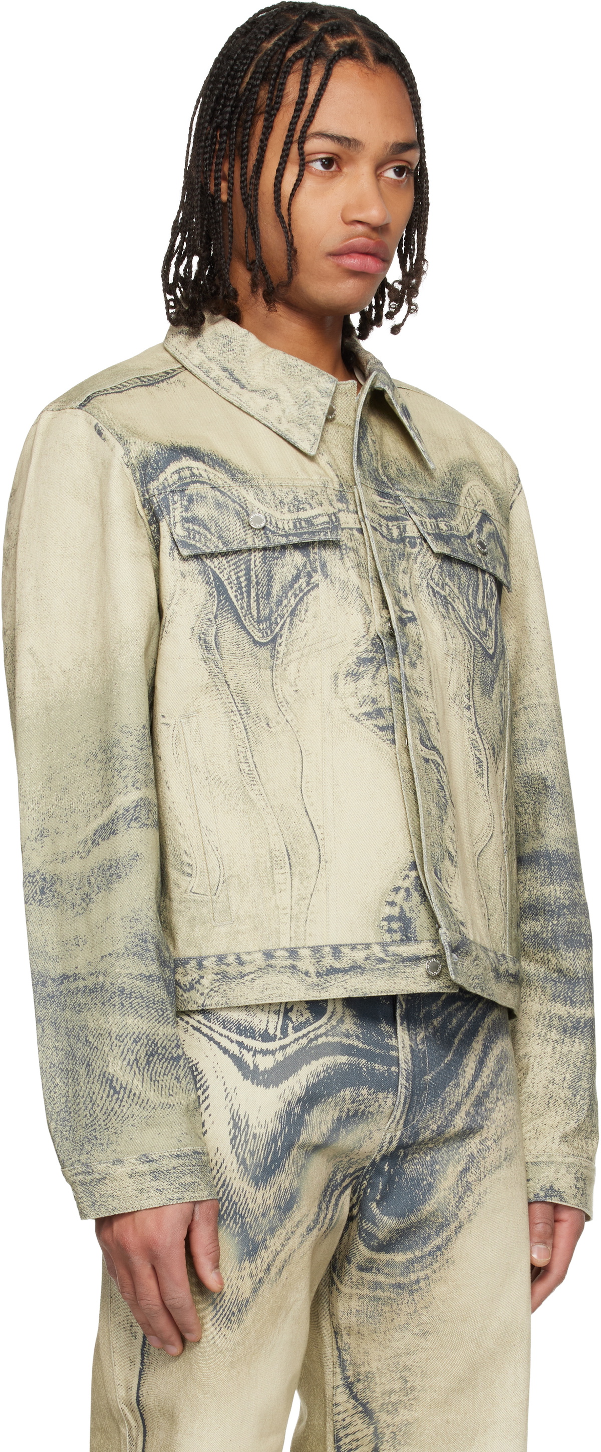 CAMPERLAB Beige Distorted Print Denim Jacket CamperLab