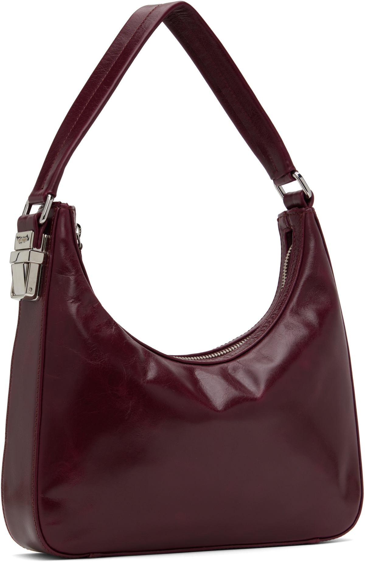 BY FAR Burgundy Rhea Creased Leather Bag By Far