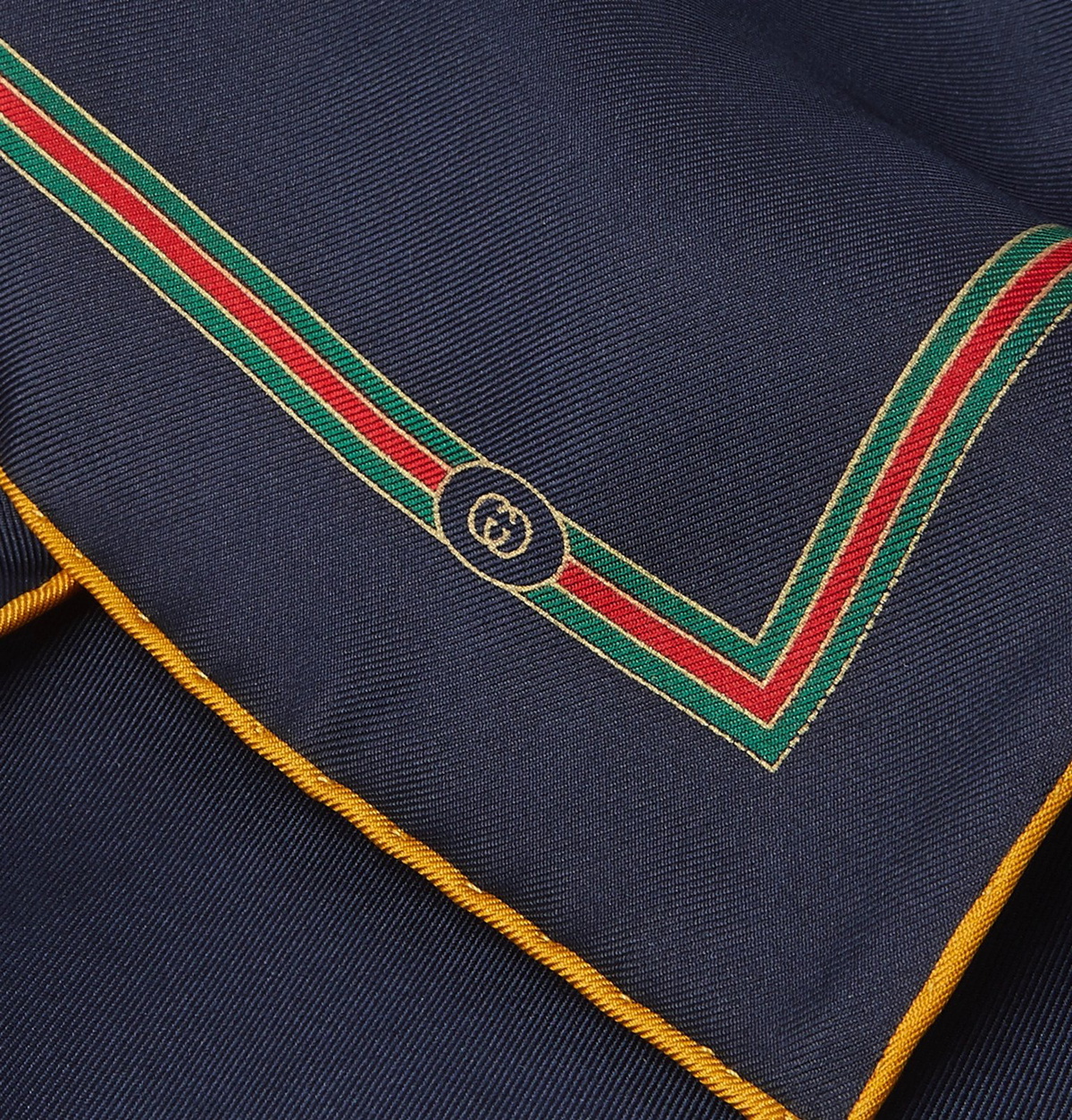 Gucci - Logo Contrast-Tipped Silk Pocket Square - Blue Gucci