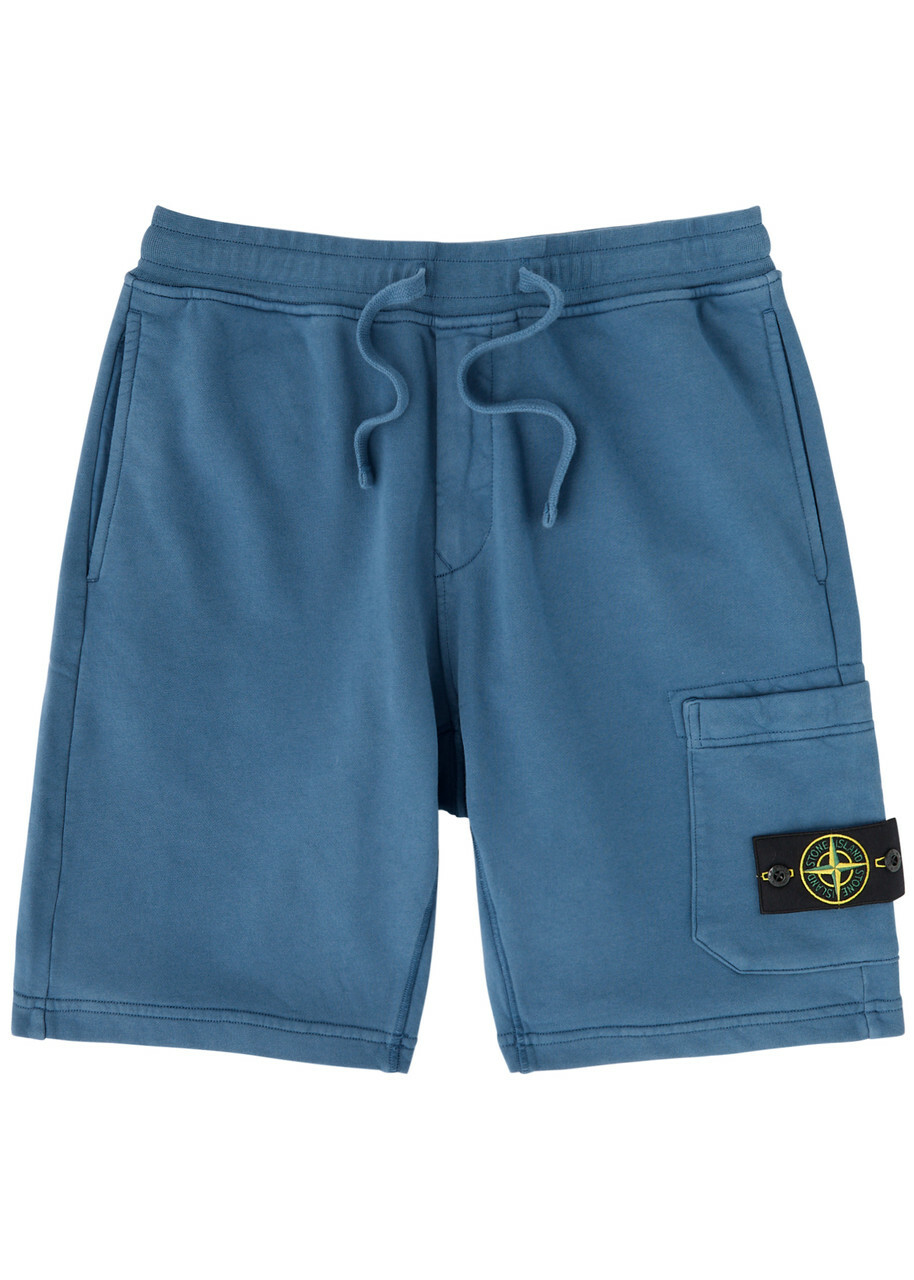Stone Island Logo Cotton Shorts Dark Blue Stone Island