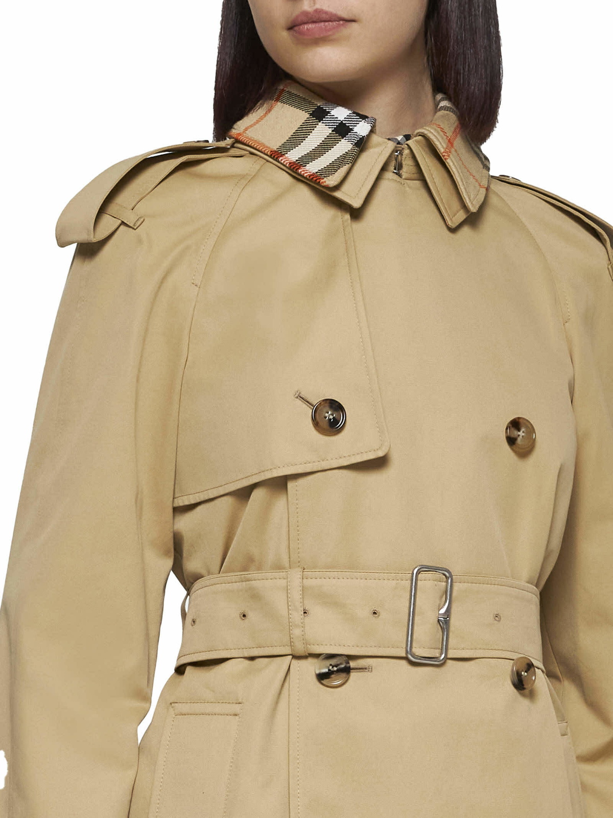 Burberry Raincoat With Check Collar Burberry