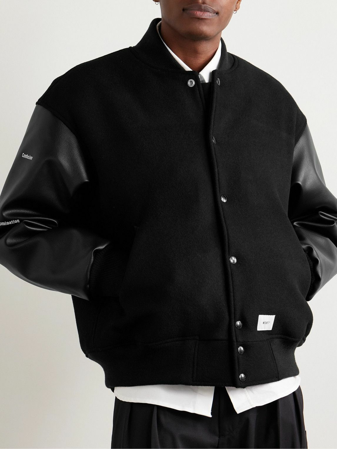 WTAPS - Logo-Appliquéd and Embroidered Melton Wool-Blend Felt Bomber Jacket - Black WTAPS