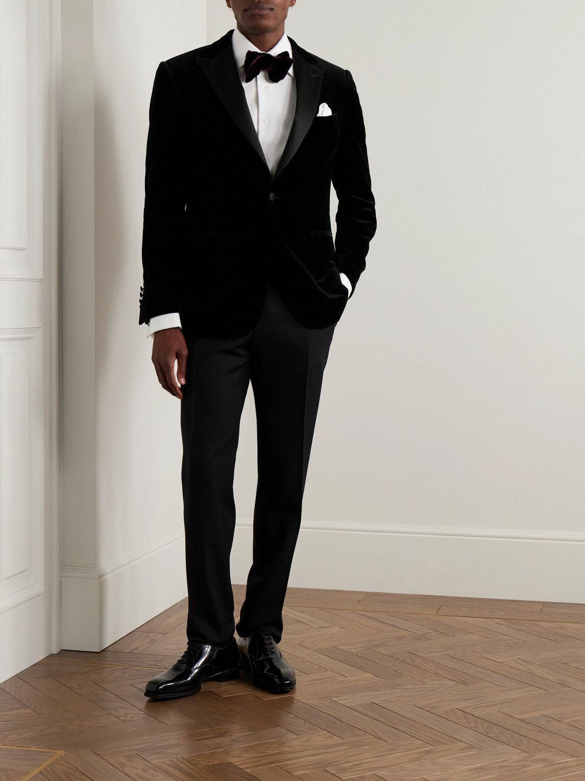 Canali - Slim-Fit Satin-Trimmed Cotton-Velvet Tuxedo Jacket - Black Canali