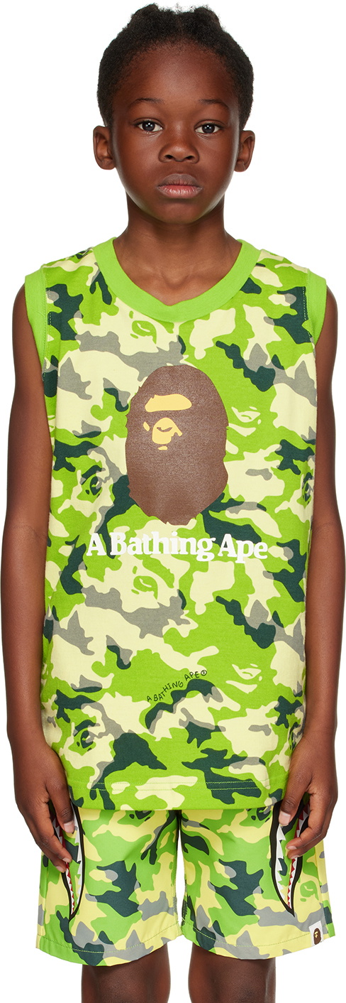 BAPE Kids Green Woodland Camo Tank Top A Bathing Ape