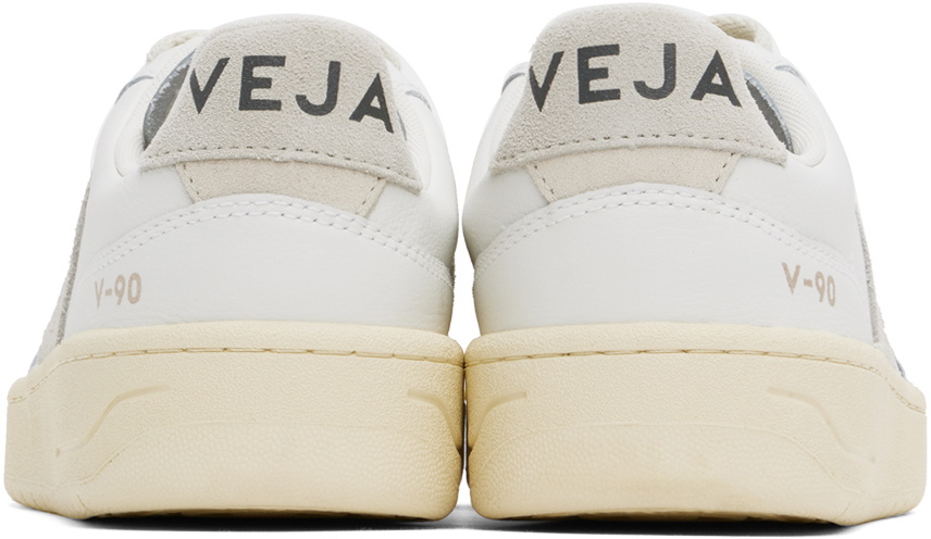 VEJA White & Gray V-90 Leather Sneakers VEJA