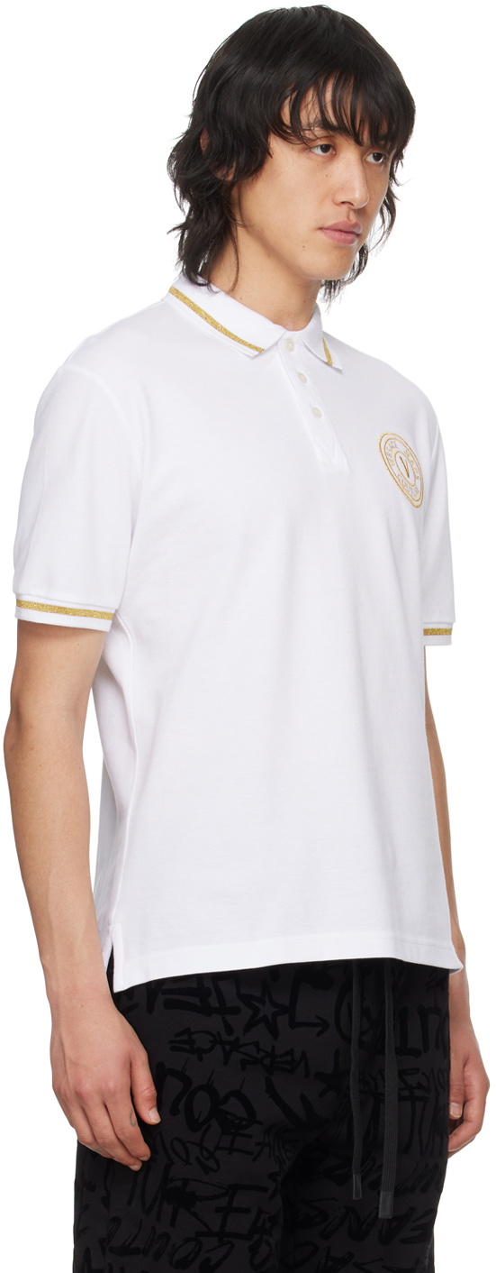 Versace Jeans Couture White V-Emblem Polo Versace