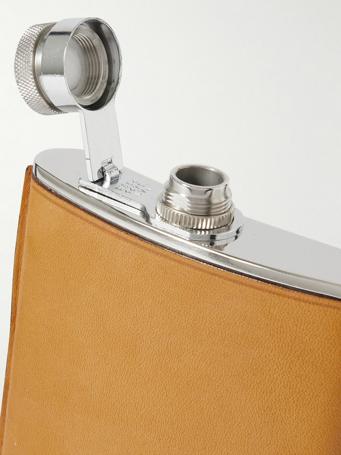 Purdey - 8oz Logo-Debossed Leather and Stainless Steel Flask Purdey