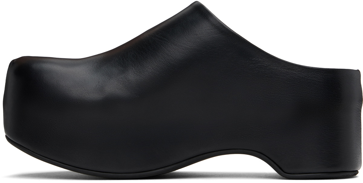 Marni Black Leather Chunky Sabot Clog Loafers Marni