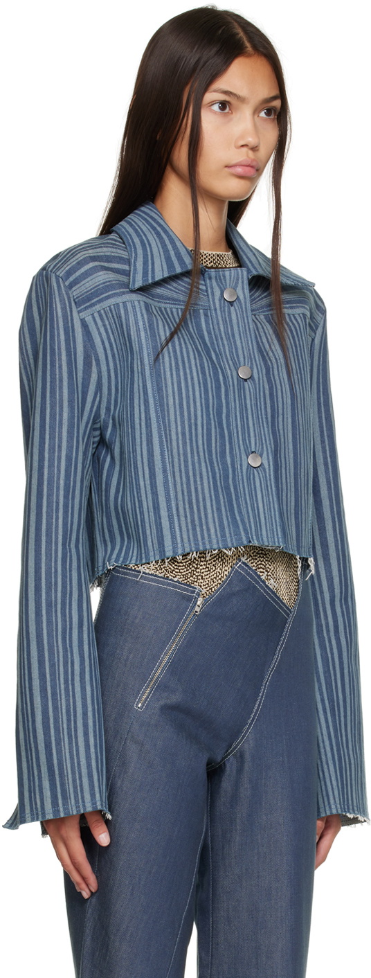 Anne Isabella Blue Striped Denim Jacket Anne Isabella