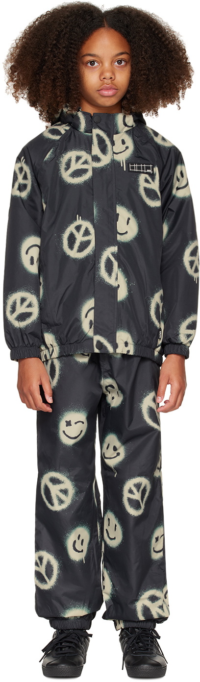 Molo Kids Black Whalley Rain Jacket & Pants Set Molo