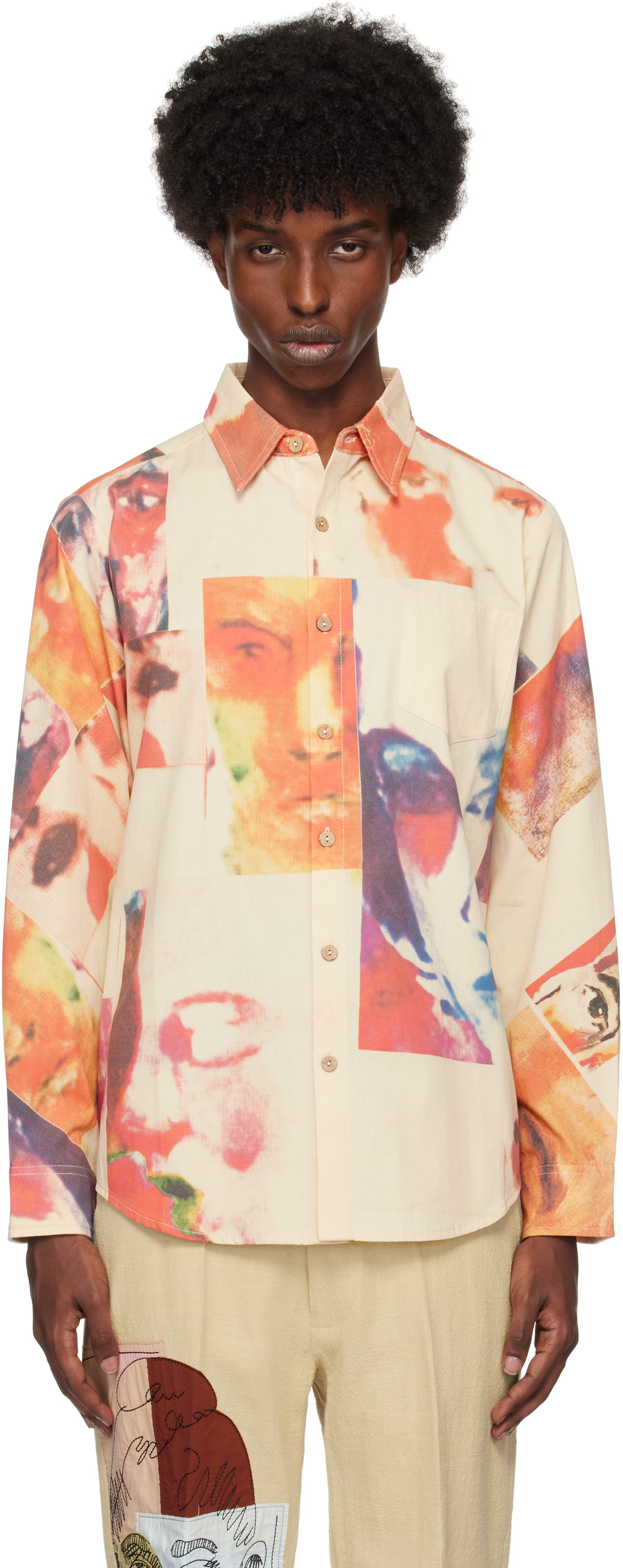 KidSuper Off-White Collage Faces Button Up Shirt KidSuper