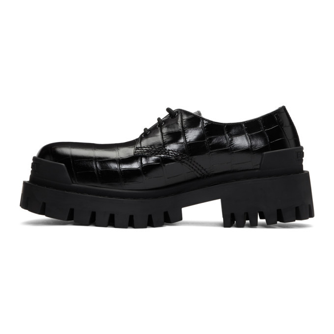Balenciaga Black Croc Strike Derbys Balenciaga