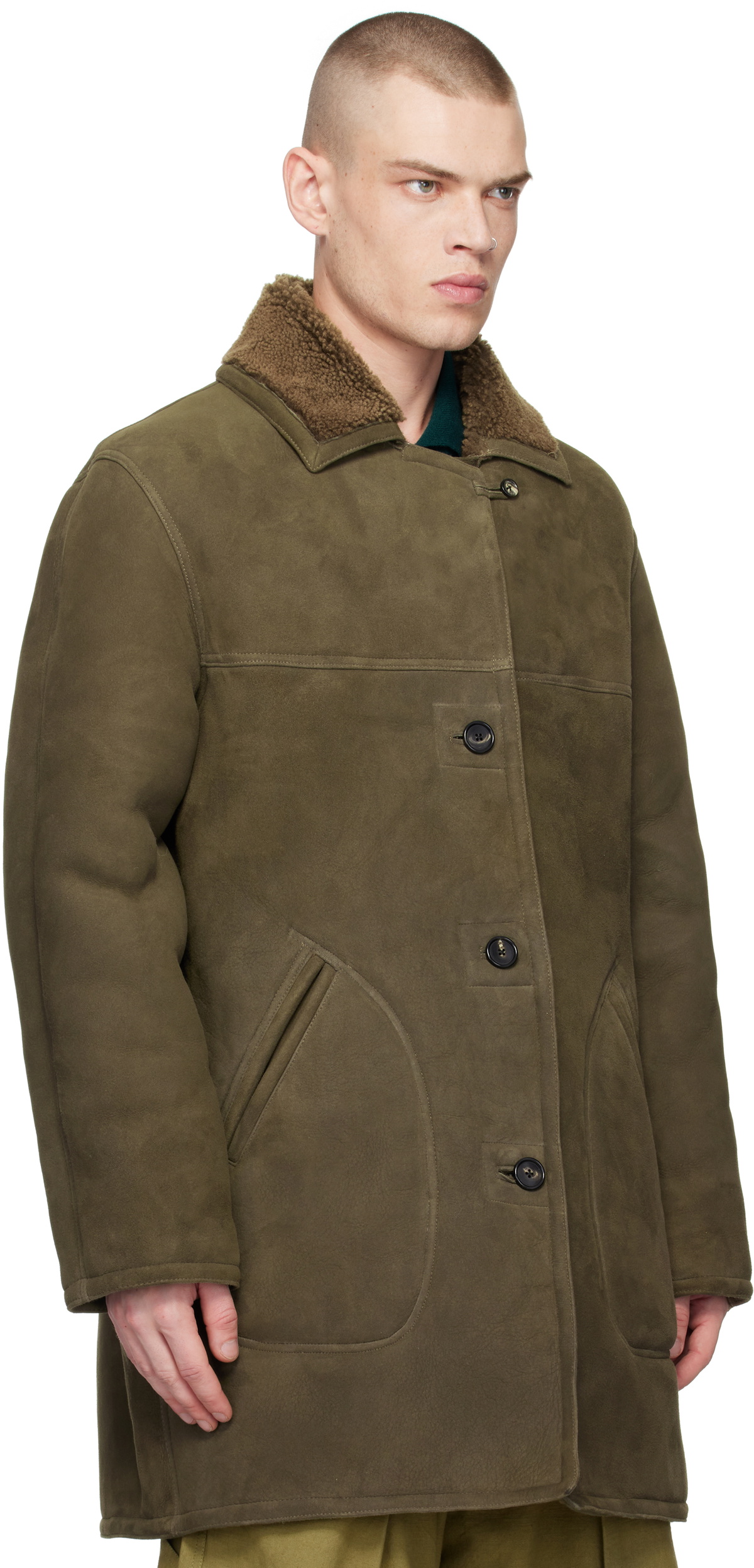 Bode Brown Ranch Reversible Shearling Coat Bode