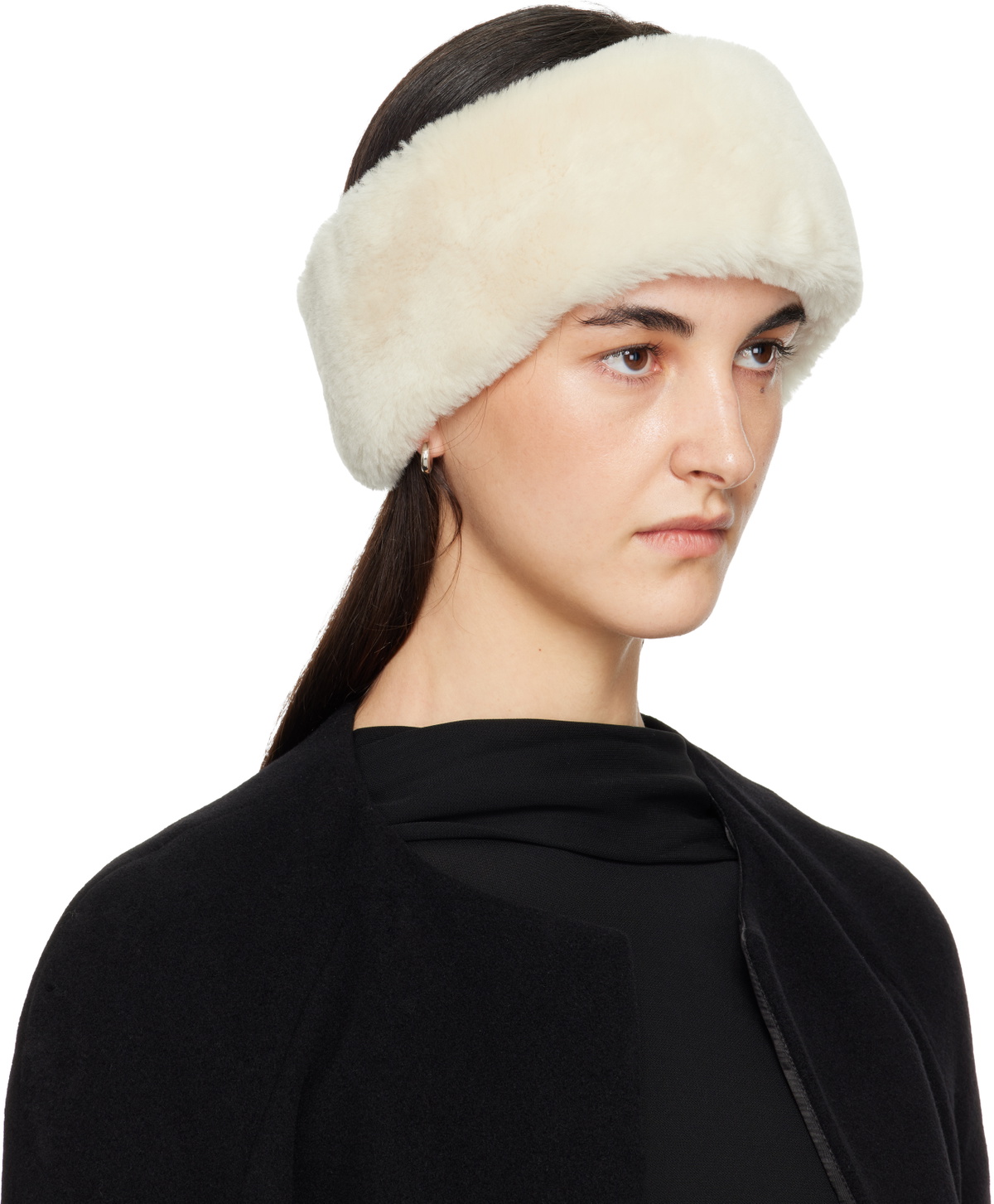 TOTEME Off-White Double-Sided Shearling Headband Toteme
