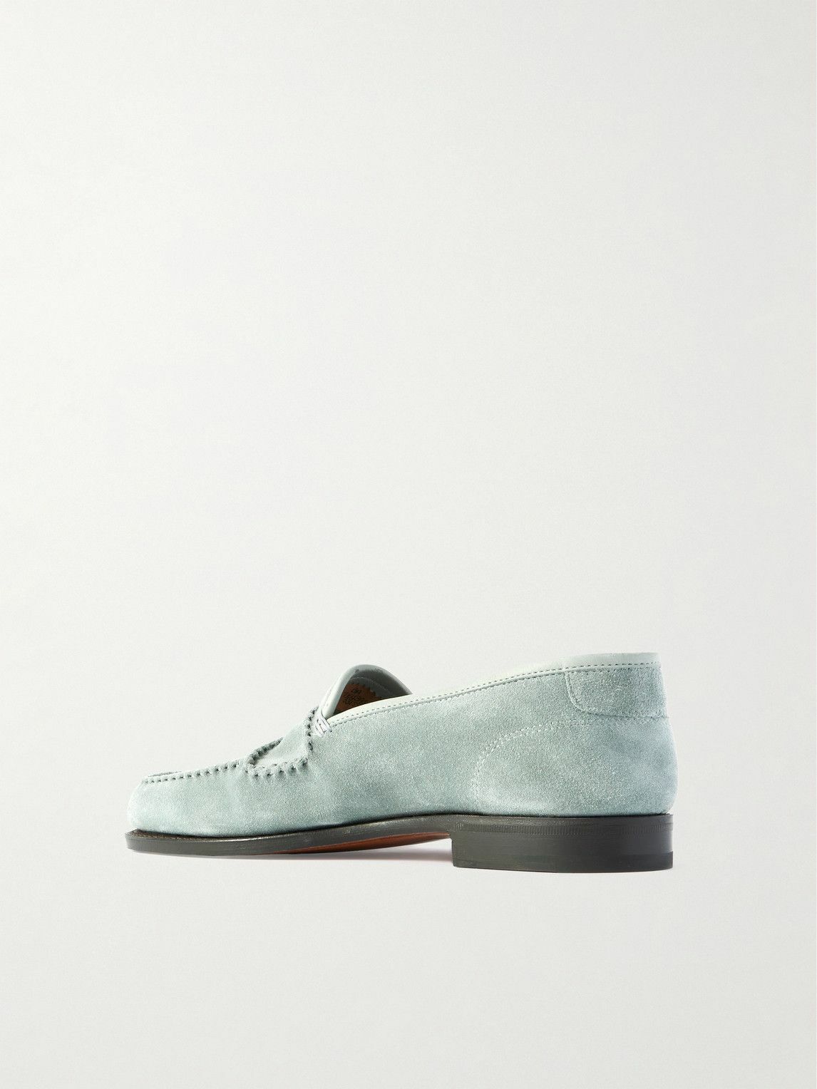 John Lobb - Bath Leather-Trimmed Suede Loafers - Blue John Lobb