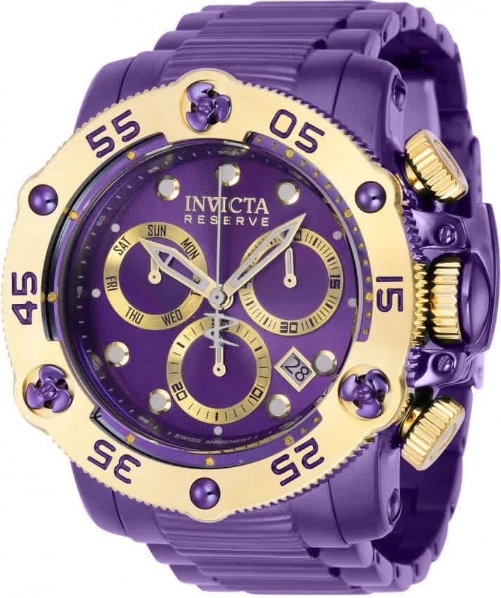 Invicta Reserve Propeller Chronograph Quartz Purple Dial Mens Watch ...