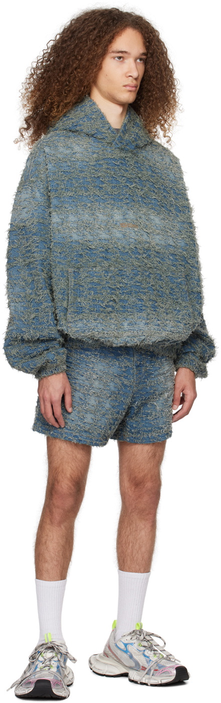 We11done Blue Loose Thread Denim Hoodie We11done