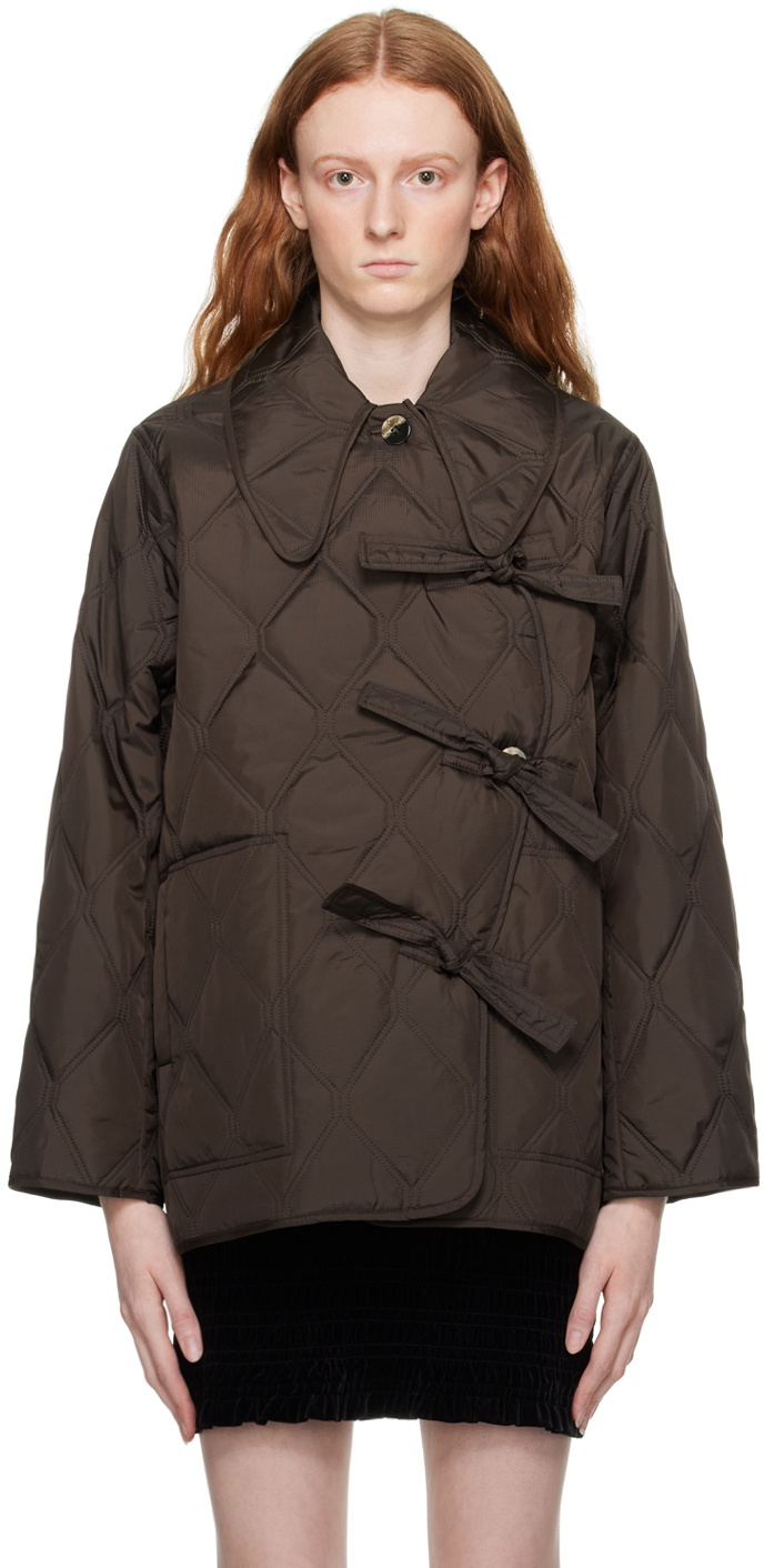 GANNI Brown Quilted Jacket GANNI