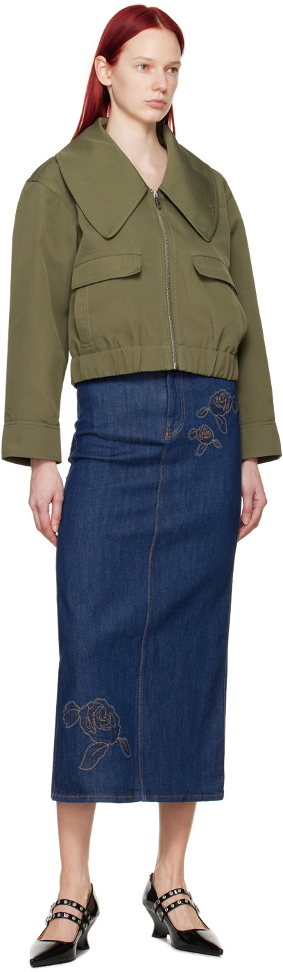 GANNI Green Wide Collar Jacket GANNI