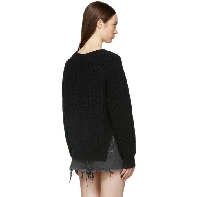 T by Alexander Wang Black Visible Strap V-Neck Sweater T by Alexander Wang