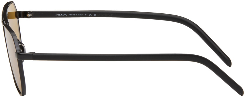 Prada Eyewear Black Thin Metal Aviator Sunglasses Prada