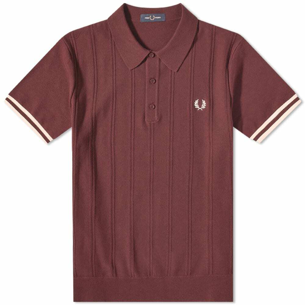 Fred Perry Authentic Men's Knit Polo Shirt in Oxblood Fred Perry Authentic
