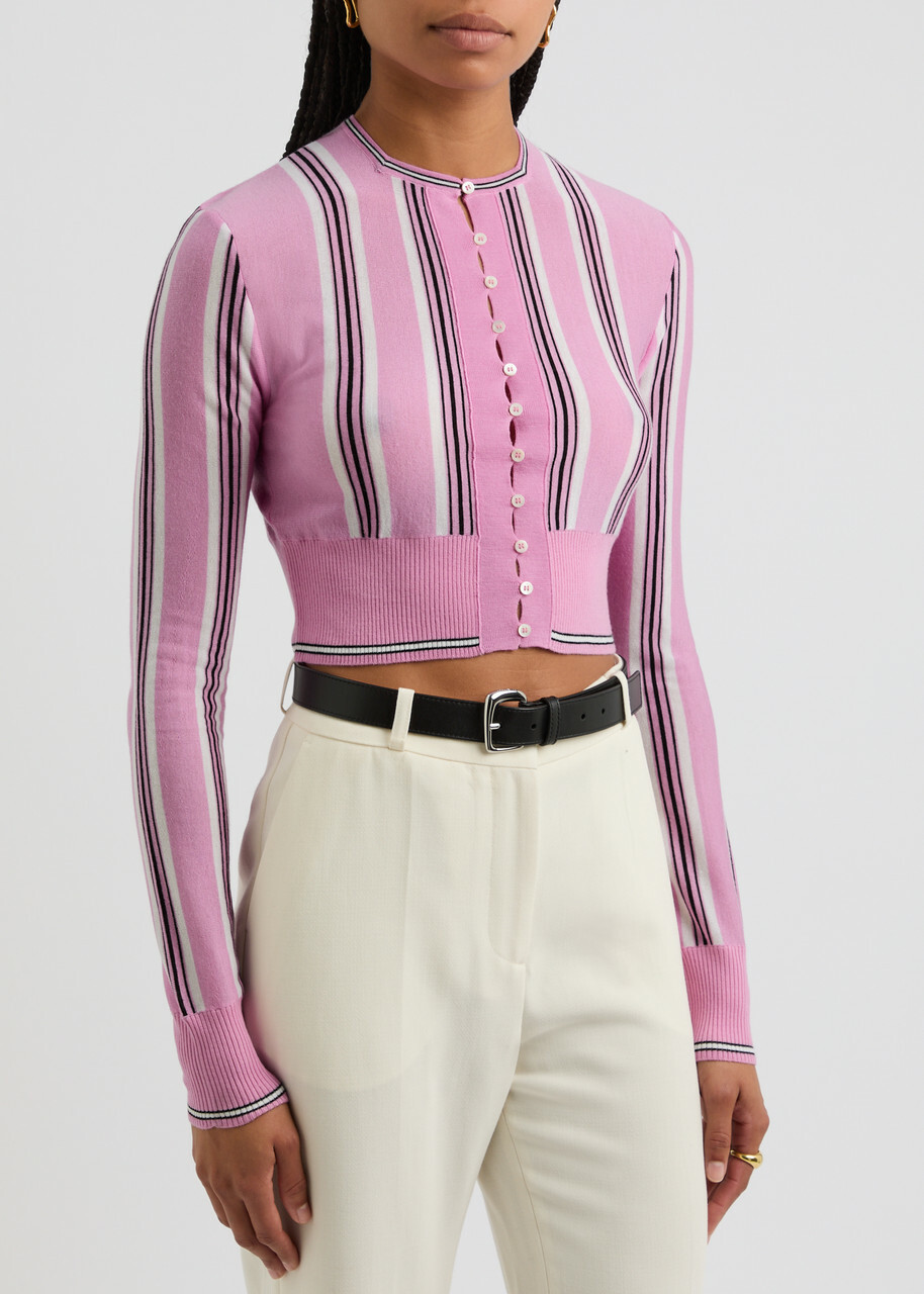 Jacquemus Le Cardigan Spiaggia Striped Cropped Wool-blend Cardigan ...