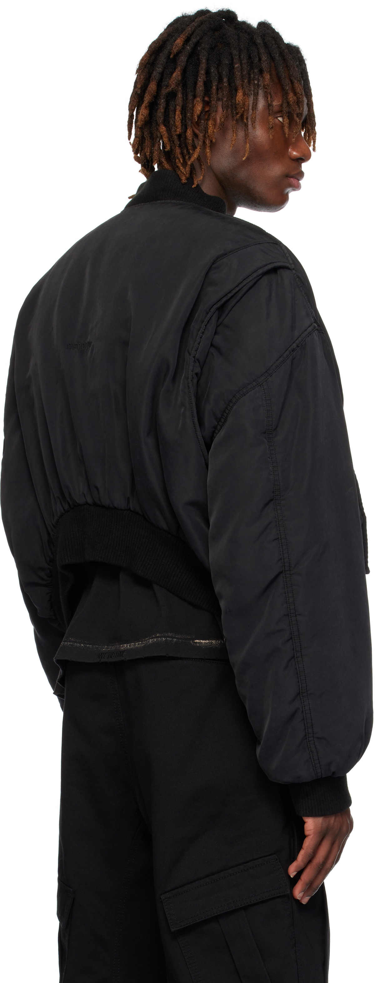 We11done Black Curved Bomber Jacket We11done