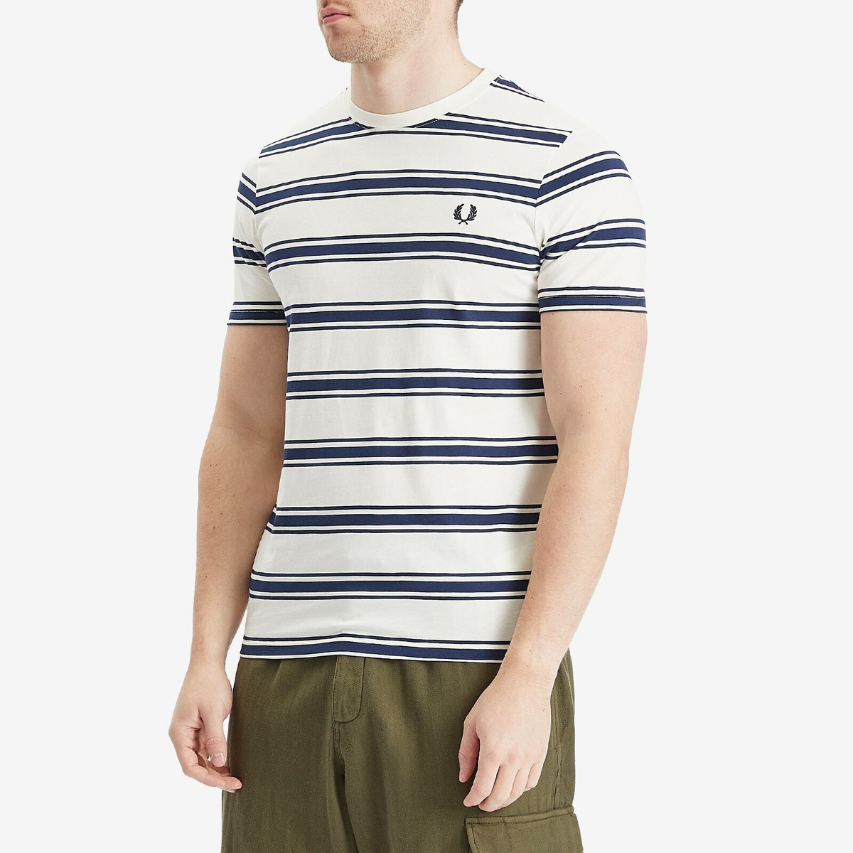 Fred Perry Men's Fine Stripe T-Shirt in Ecru Fred Perry