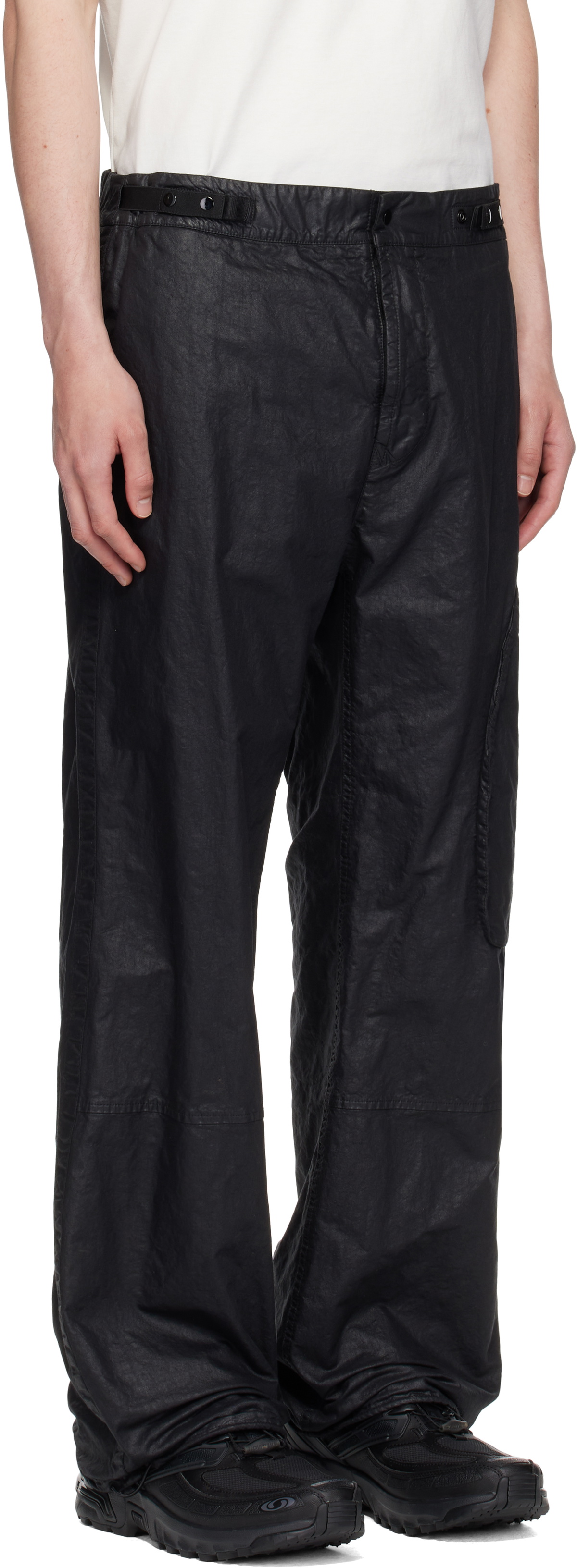 Stone Island Black Organic Look Nylon Panama-TC Cargo Pants Stone Island