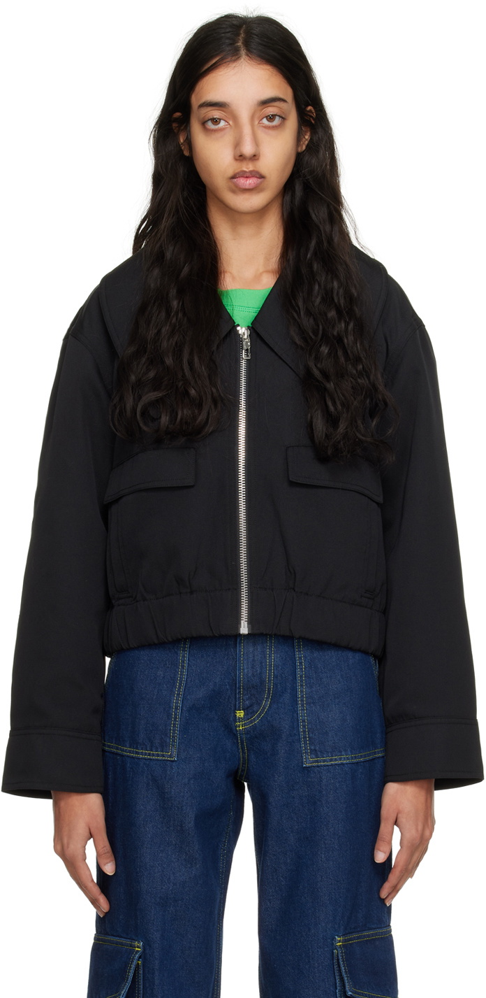 GANNI Black Wide Collar Jacket GANNI