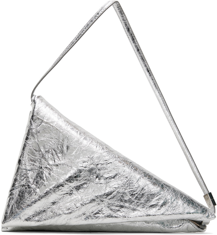 Marni Silver Leather Prisma Triangle Bag Marni