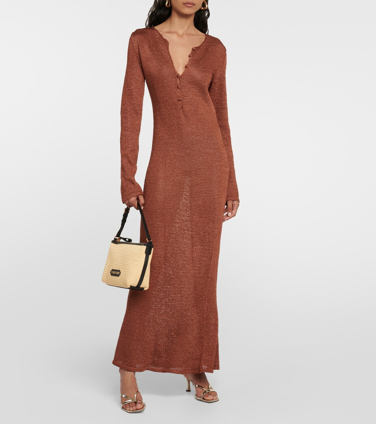 Tom Ford Label Mini raffia-effect shoulder bag TOM FORD