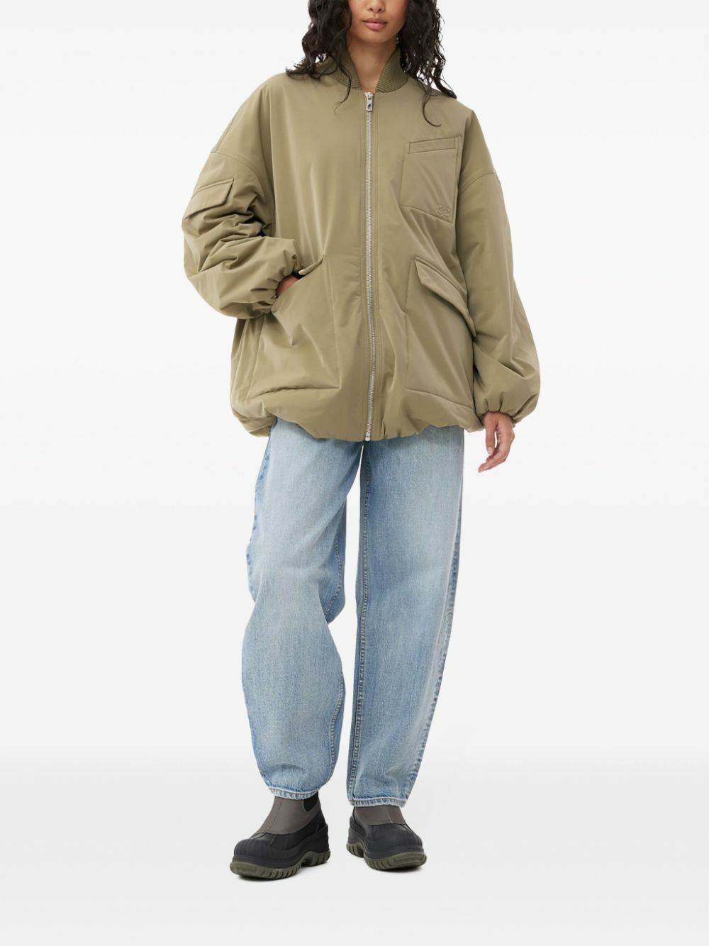 GANNI Green Oversized Bomber Jacket GANNI