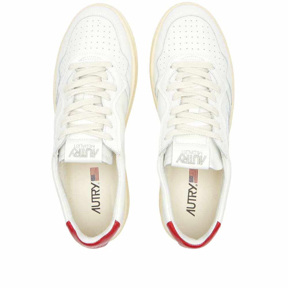 Autry Men's 01 Low Leather Sneakers in White/Red Autry