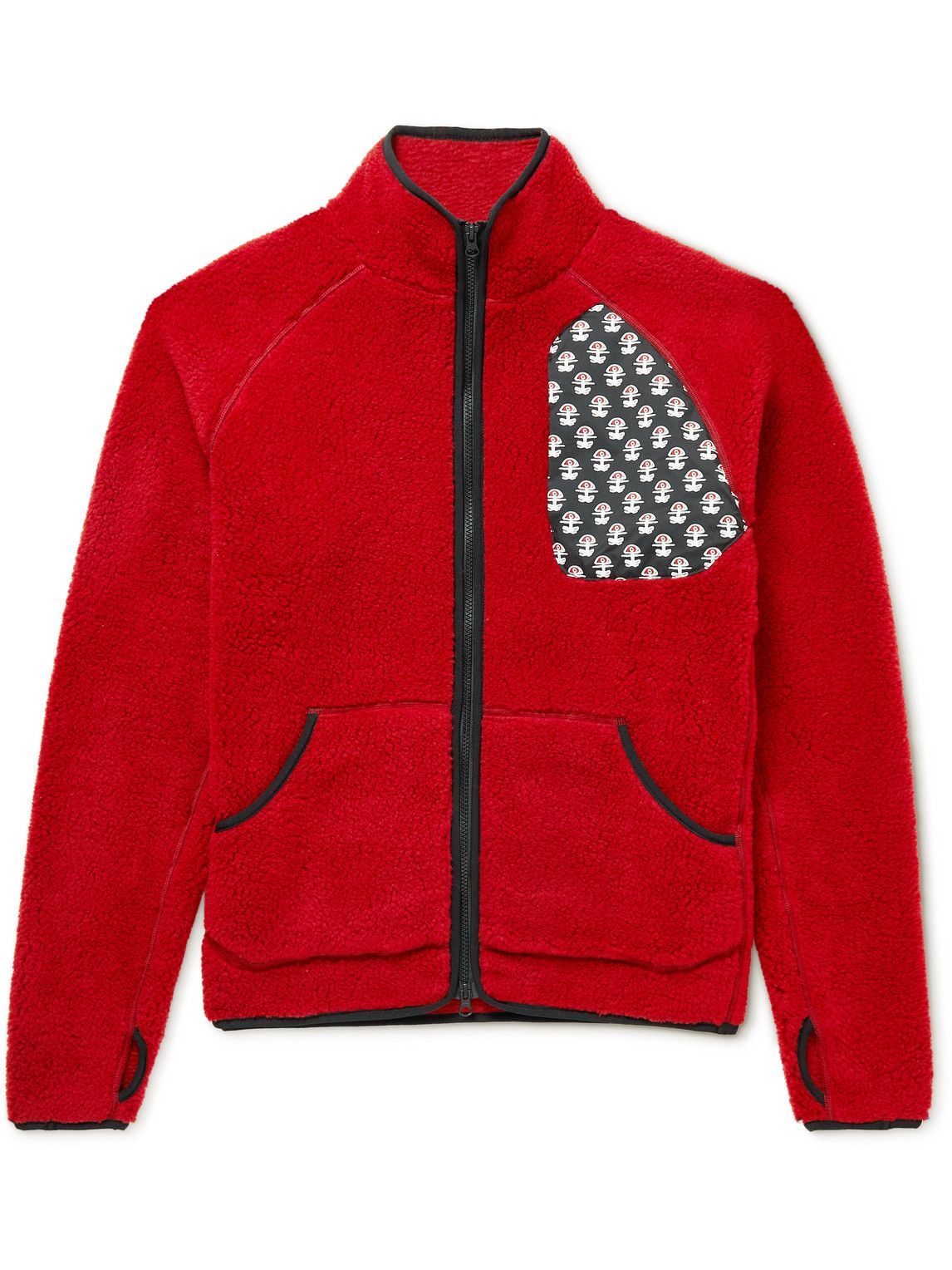 DISTRICT VISION - Greg Shell-Trimmed Fleece Jacket - Red District Vision